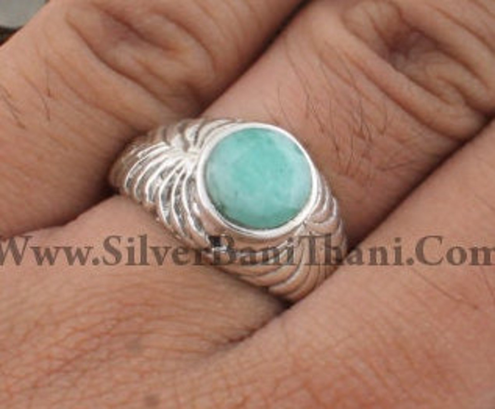 Amazonite Ring-green Stone Cabochon Ring-statement - Etsy