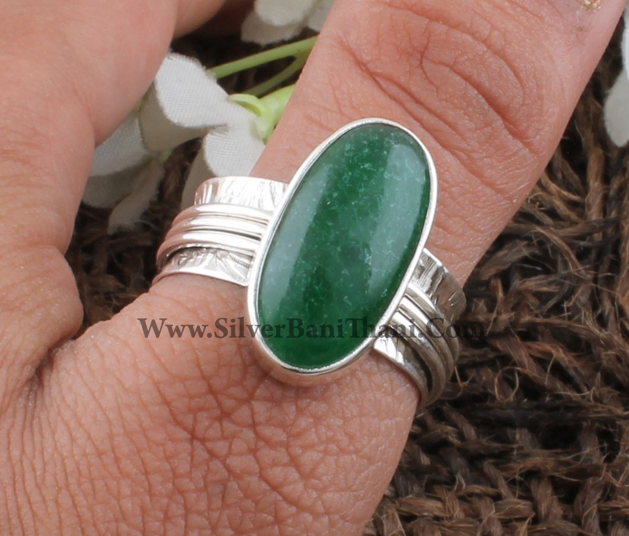 Natural Green Jade Spinner Ring 925 Sterling Silver Spin | Etsy