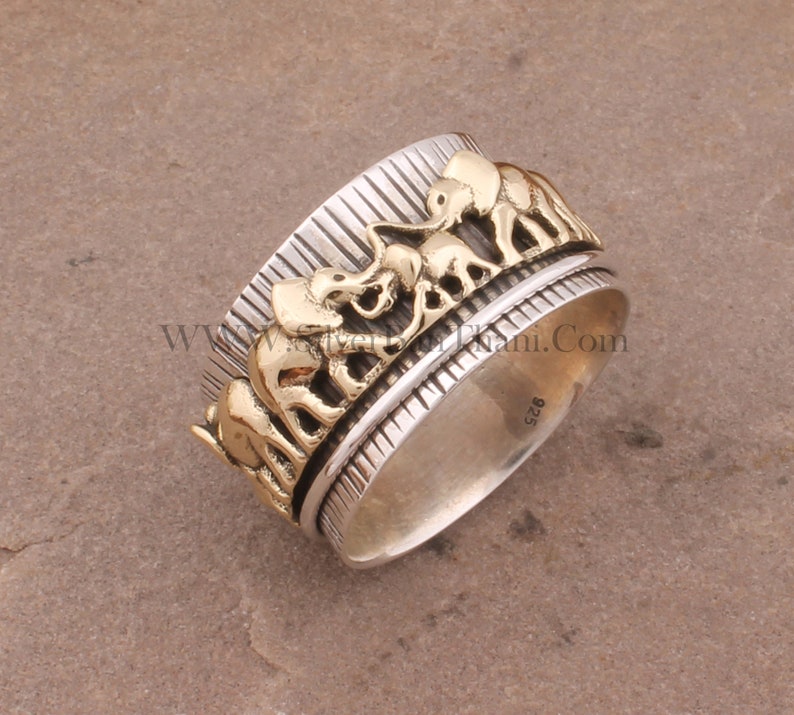 Elephant Design Spinner Band Ring 925 Sterling Silver Spinner - Etsy