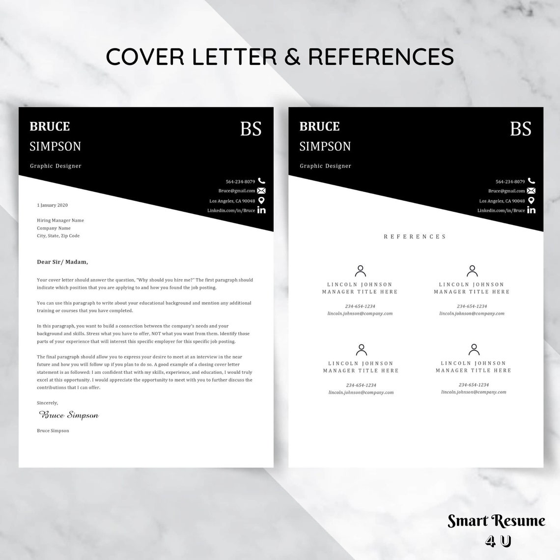 Professional Resume Template for Men Modern CV Template - Etsy Australia