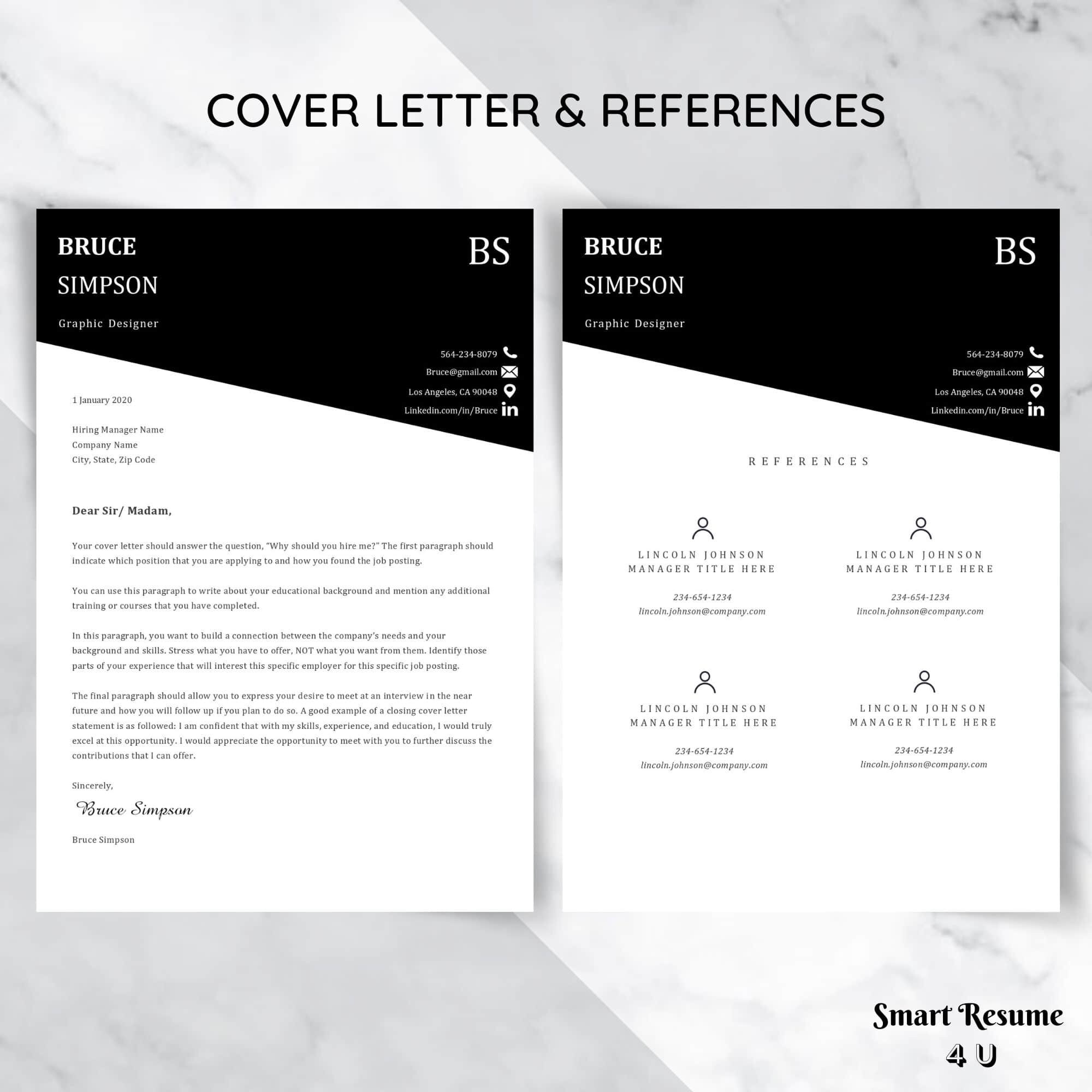 Professional Resume Template for Men Modern CV Template - Etsy Australia