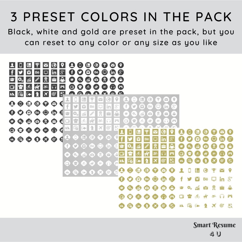 RESUME ICONS SET 250 Recolorable Icons for Word Powerpoint - Etsy Australia