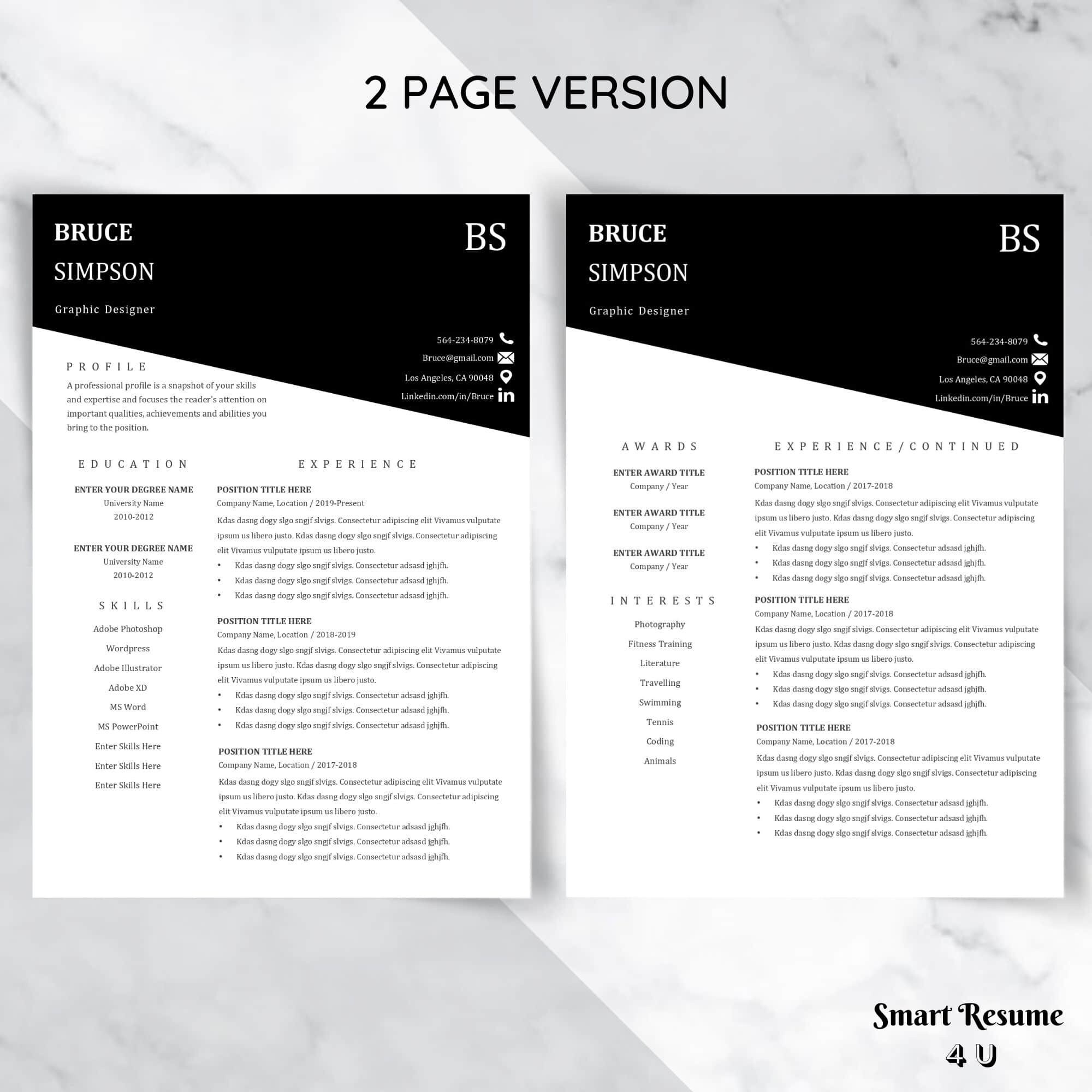Professional Resume Template for Men Modern CV Template - Etsy Australia