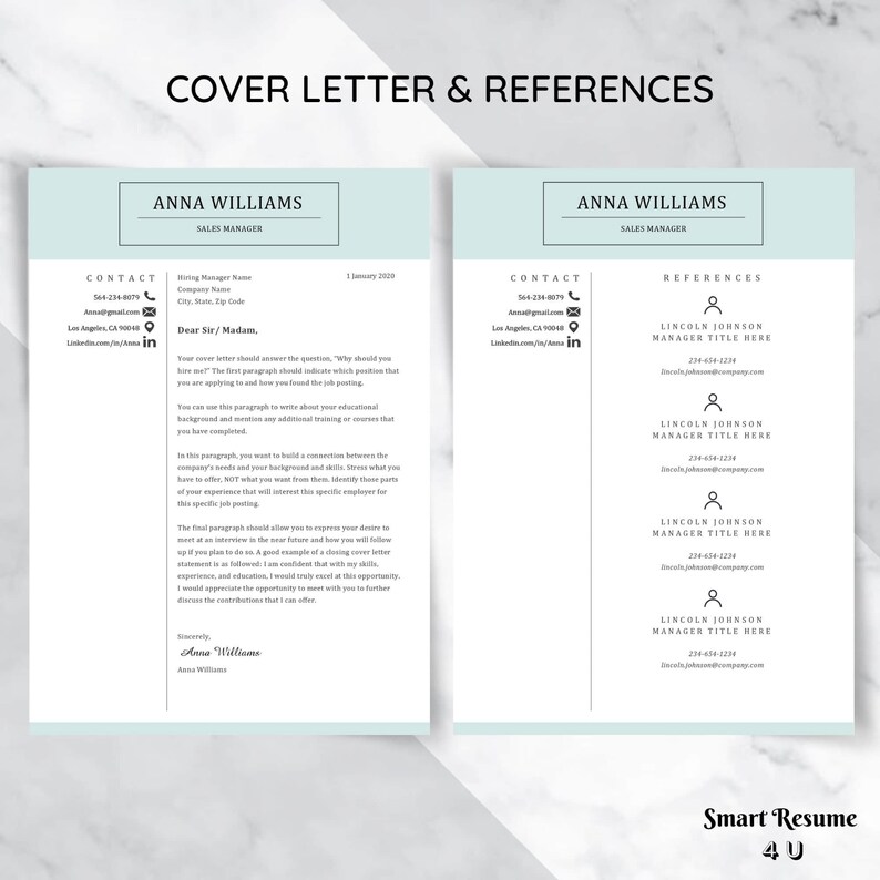 Mint Resume Template for Word |1,2,3 Page Resume With Cover Letter for ...