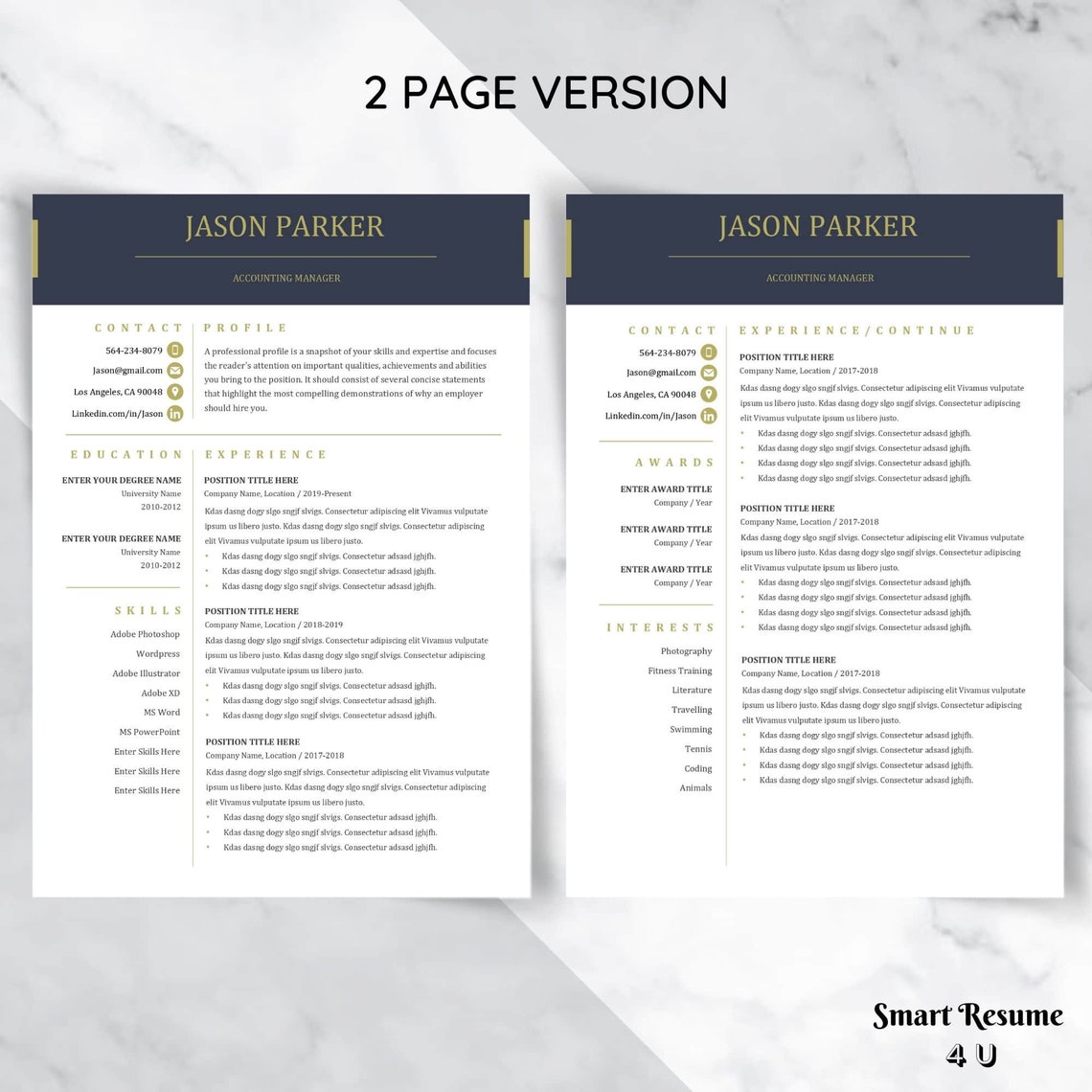 Professional Resume Template Word Instant Download, Modern Resume ...