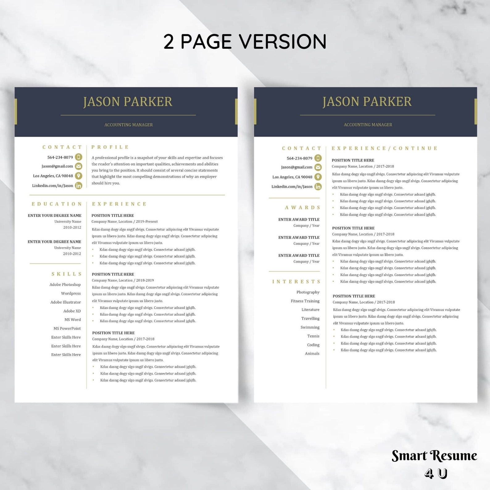 Professional Resume Template Word Instant Download, Modern Resume ...