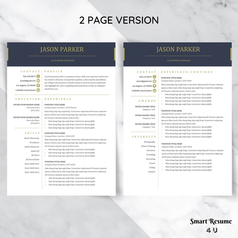Professional Resume Template Word Instant Download, Modern Resume ...