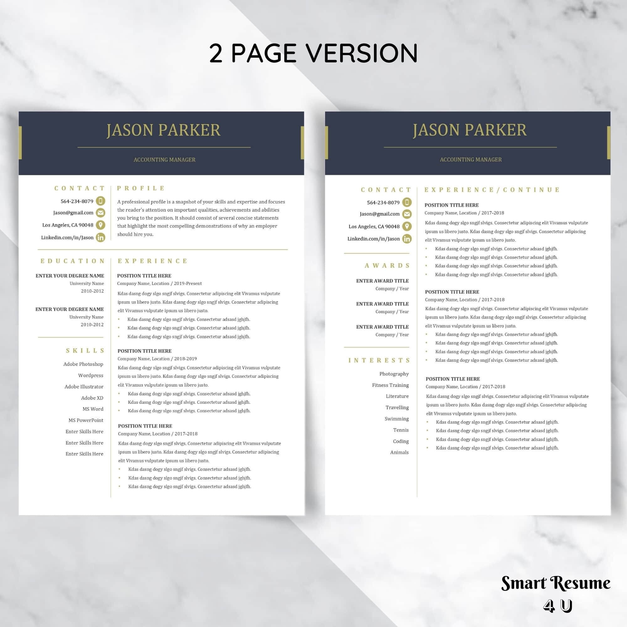 Professional Resume Template Word Instant Download, Modern Resume ...