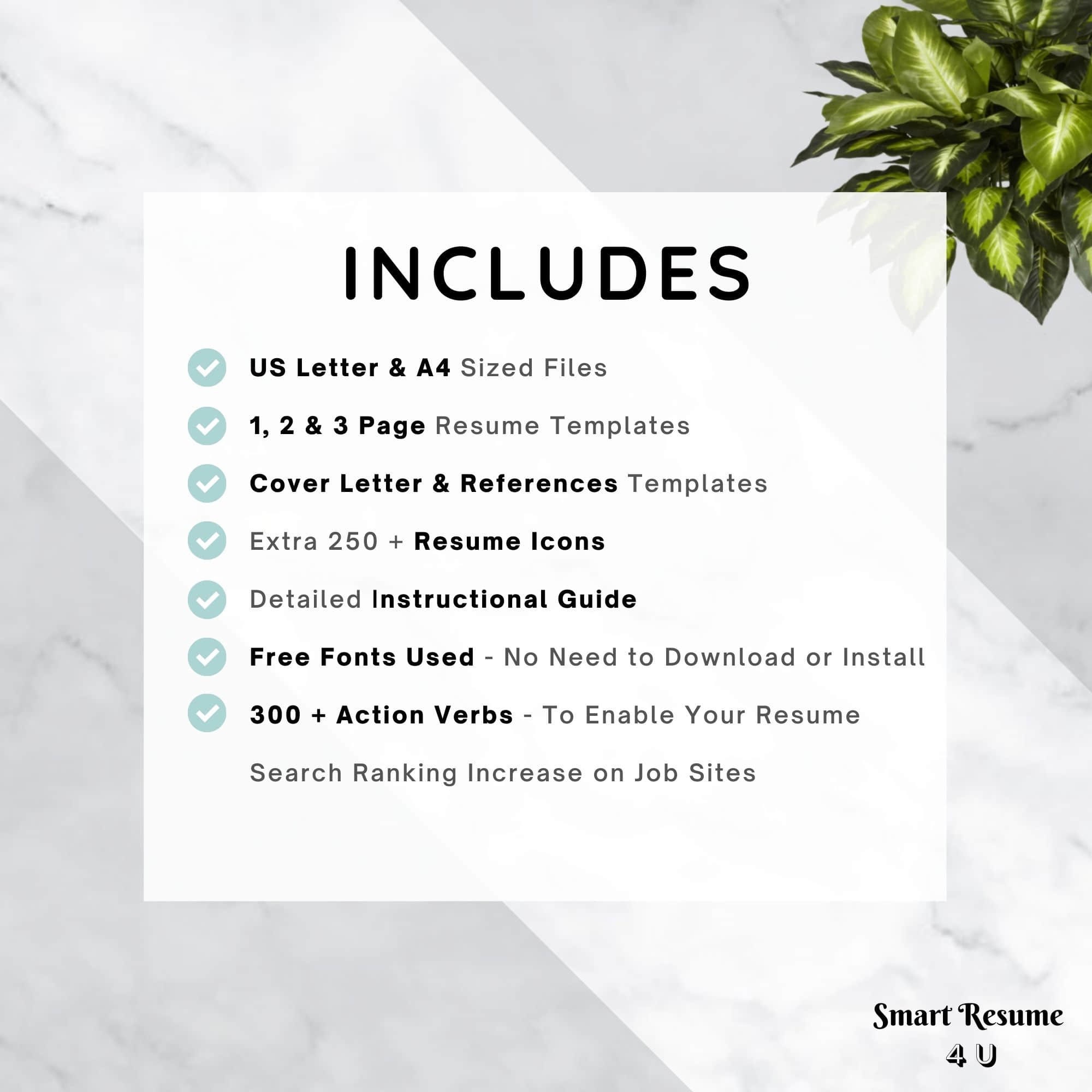 Mint Resume Template for Word |1,2,3 Page Resume With Cover Letter for ...