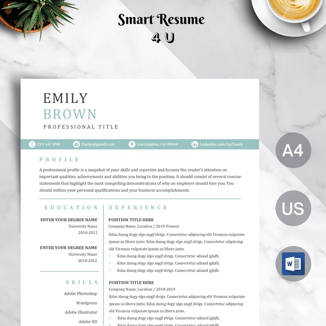 Editable Resume Template+cover Letter+reference | 1,2,3 Page Resume ...