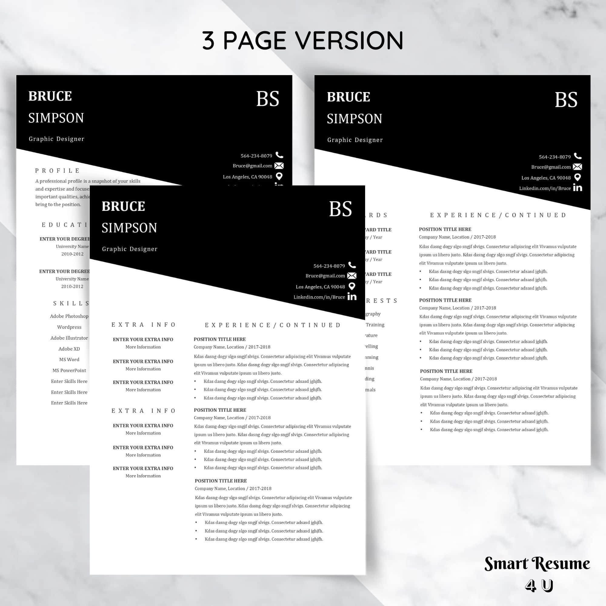 Professional Resume Template for Men Modern CV Template - Etsy Australia