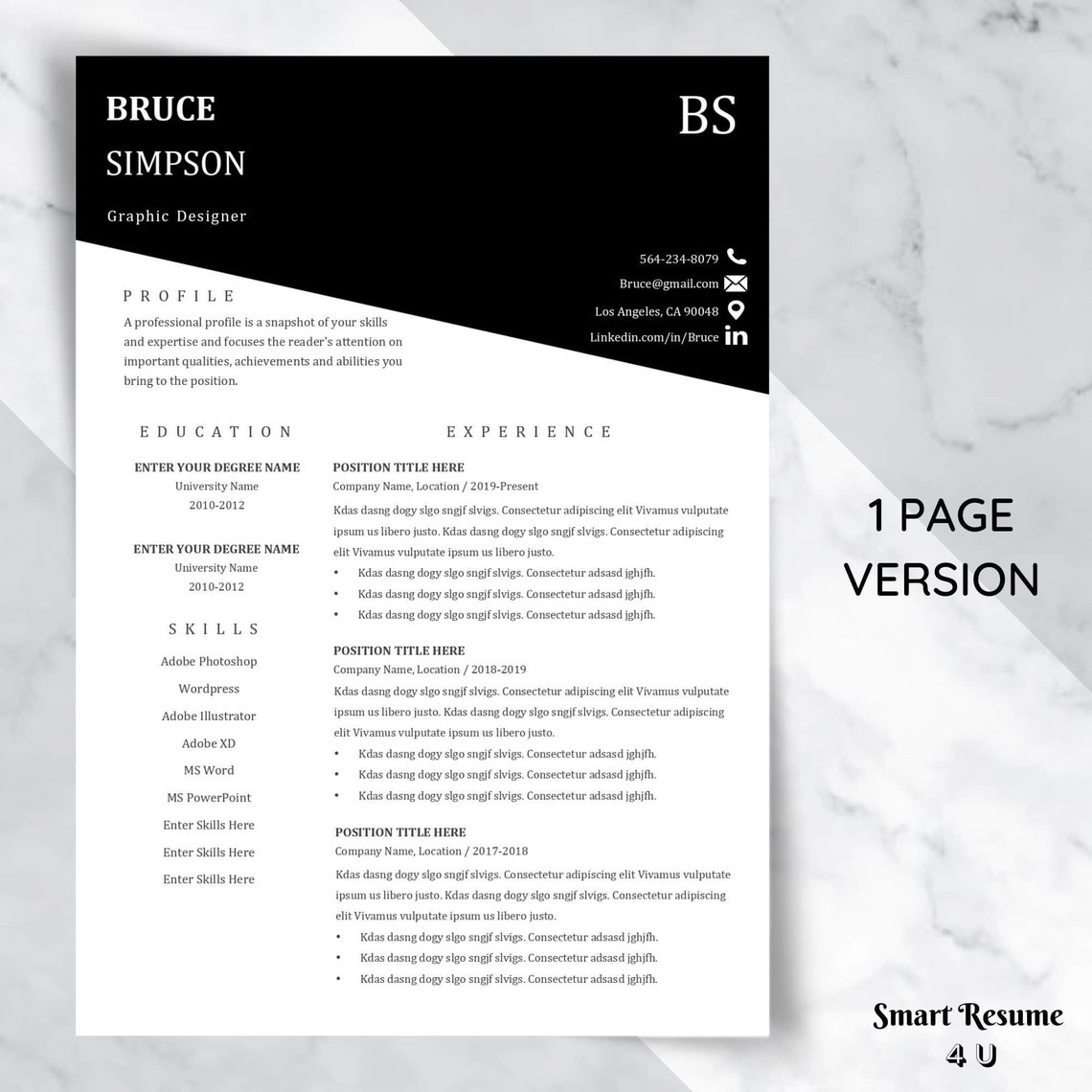 Professional Resume Template for Men Modern CV Template - Etsy Australia