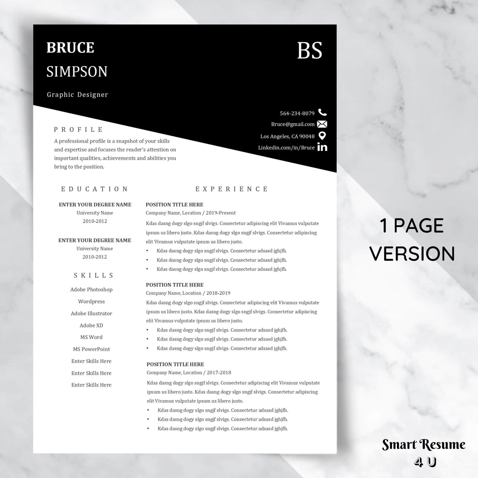 Professional Resume Template for Men | Modern CV Template Ideal for ...