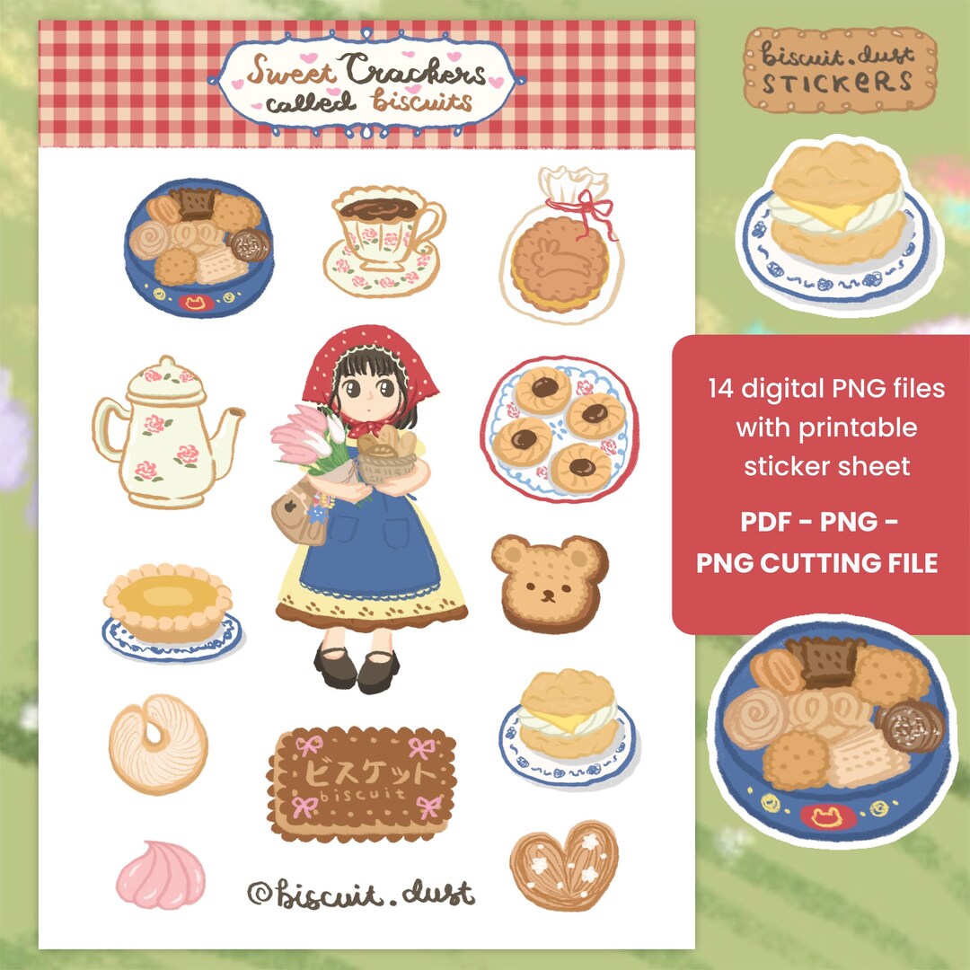 Tea Time Biscuit Digital Sticker Pack 100% Handdrawn - Etsy