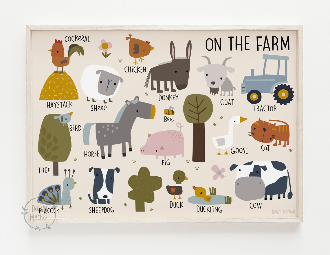 ON THE FARM Print Nursery Print Children's Poster - Etsy