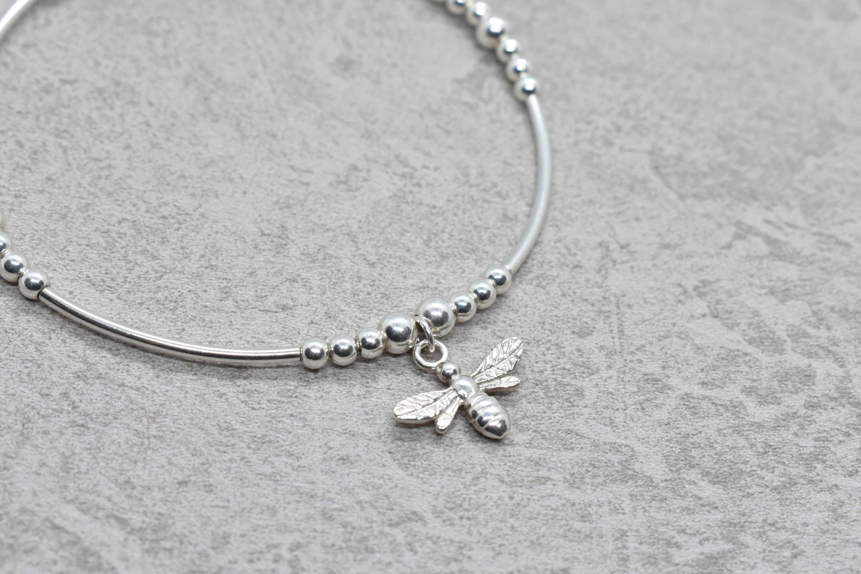 Bumble Bee Bracelet Sterling Silver Beaded Stretch | Etsy