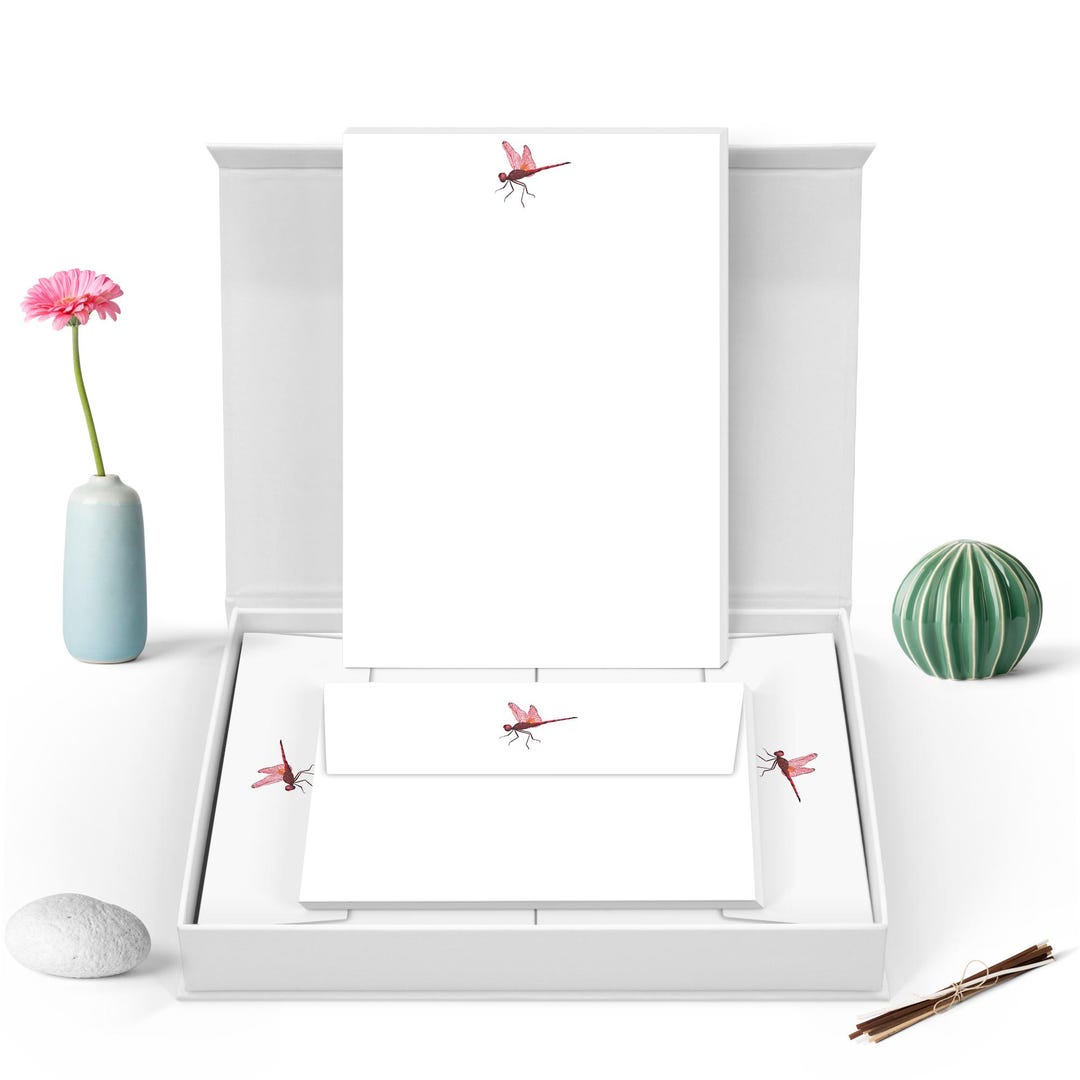 Red Dragonfly Stationary Set : A5 Letter Writing Paper With Matching ...