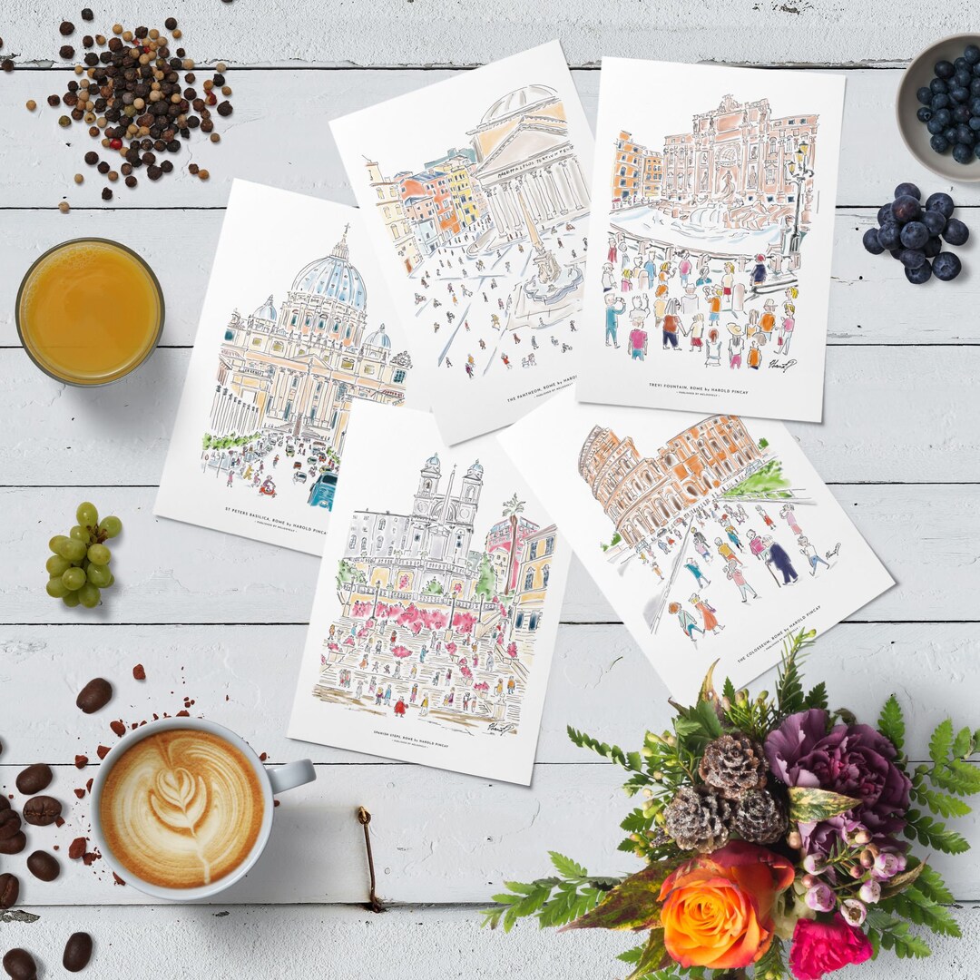 Rome Perspectives Set of 5 Printed Cards | Printed on 300gsm Munken ...