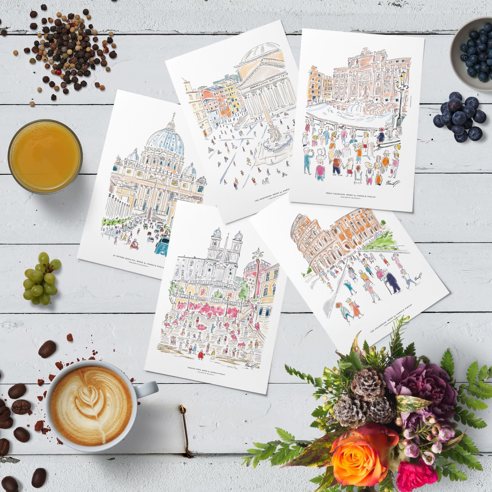 Rome Perspectives Set of 5 Printed Cards Printed on 300gsm - Etsy UK