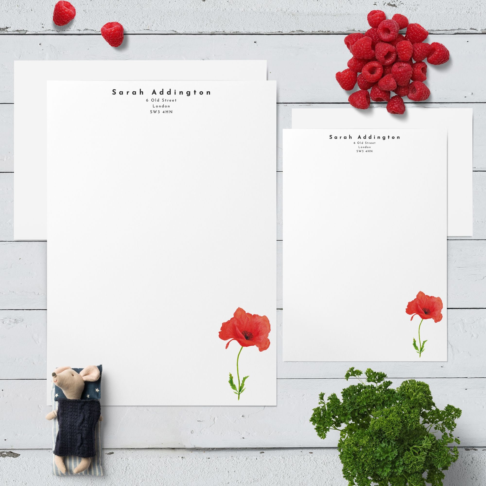 Me Loovely Red Poppy Personalised Letter Writing Paper and Envelopes ...
