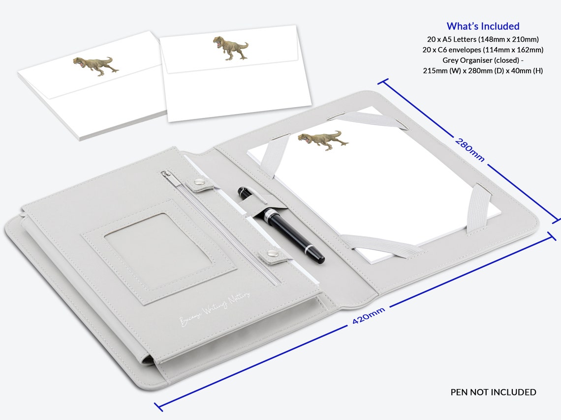 Me Loovely T-rex Letter Writing Paper and Envelopes Set With Organiser ...