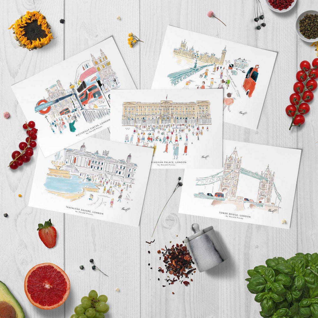 London Perspectives Set of 5 Printed Cards Printed on 300gsm Munken ...