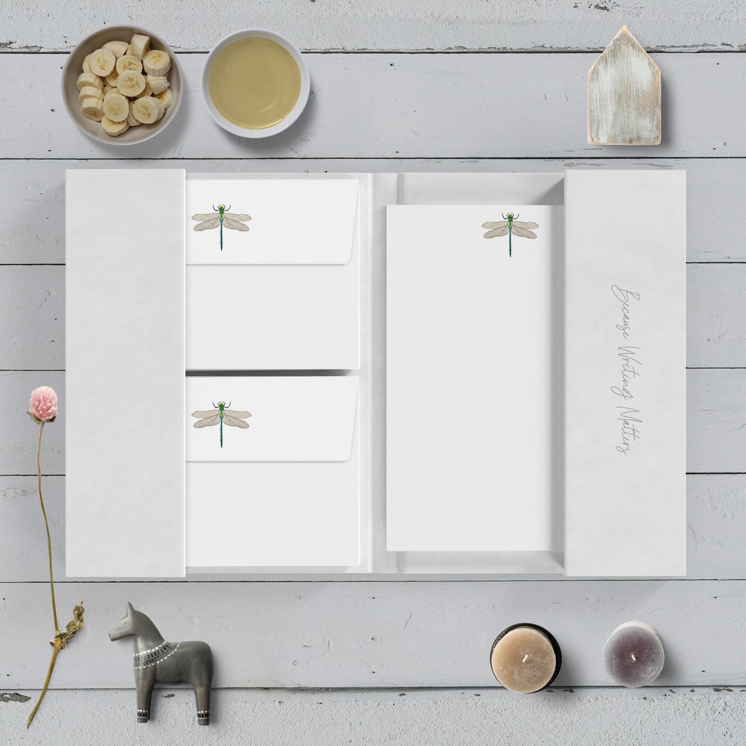 Dragonfly Stationery Set: A5 Letter Writing Paper, Envelopes, White ...