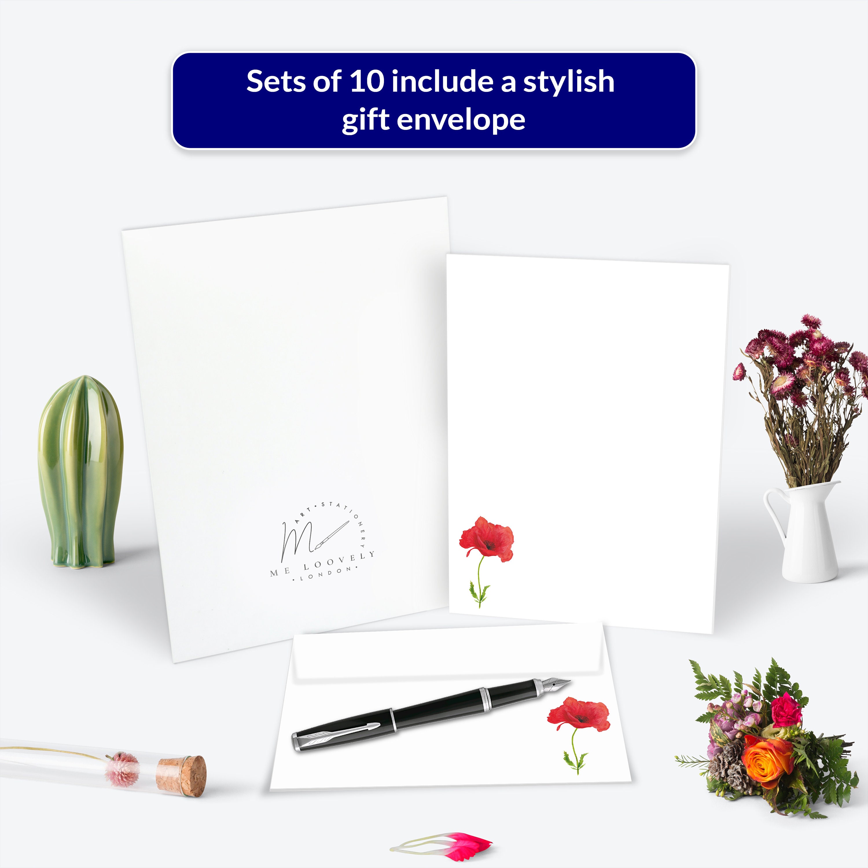 Red Poppy Letter Writing Set Luxury Stationery Set A5 Writing Paper ...