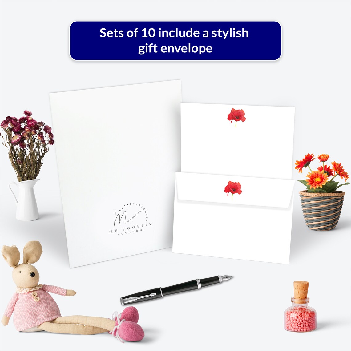 Red Poppy Letter Writing Set Luxury Stationery Set Letter - Etsy