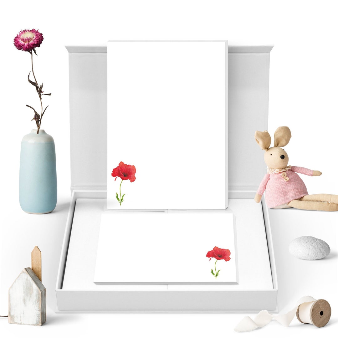 Red Poppy Letter Writing Set Luxury Stationery Set A5 Writing Paper ...