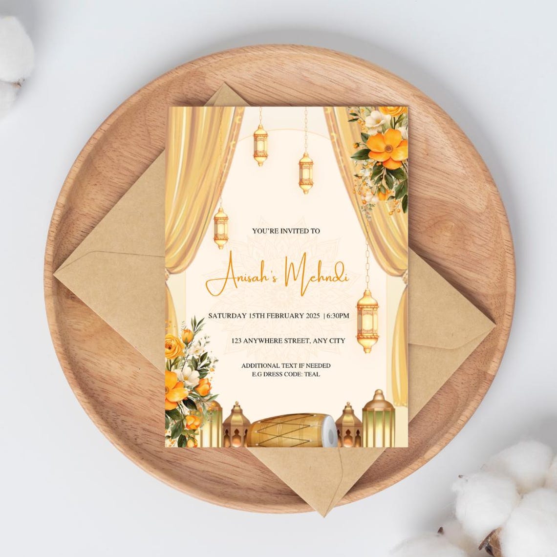 Mehndi Invite | Digital Mehndi Invitation | Mehndi Night Invitations ...