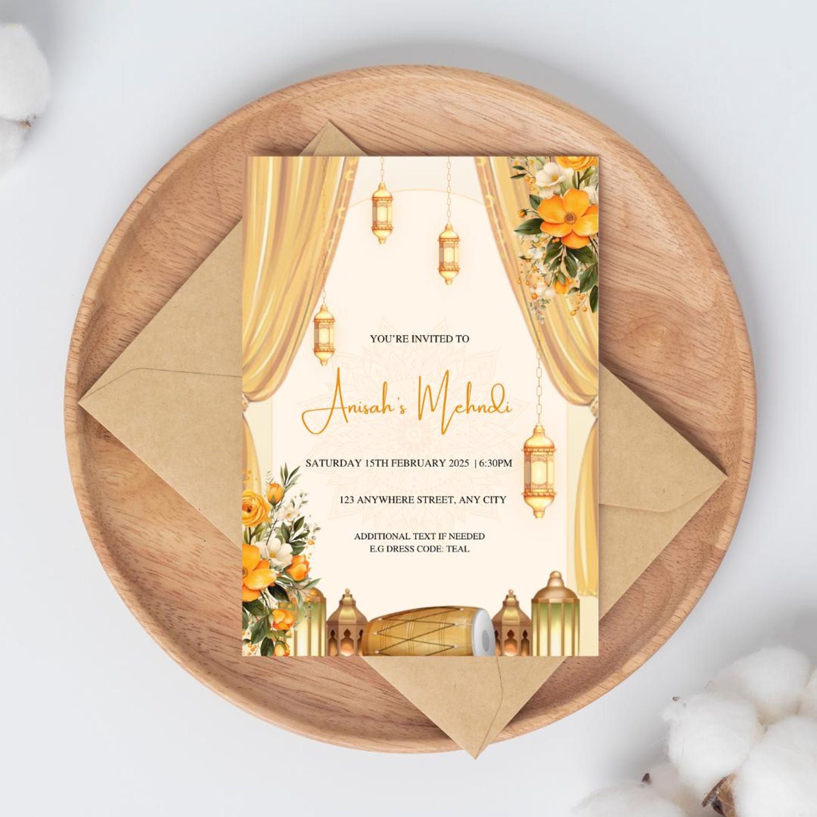 Mehndi Invite | Digital Mehndi Invitation | Mehndi Night Invitations ...