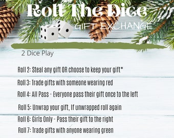 Roll the Dice Gift Exchange Printable, White Elephant Gift Exchange ...