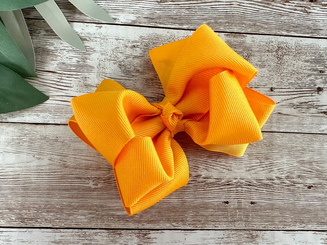 Mustard Hair Bow, Yellow Hair Bow, Solid Hair Bows for Girls, School ...