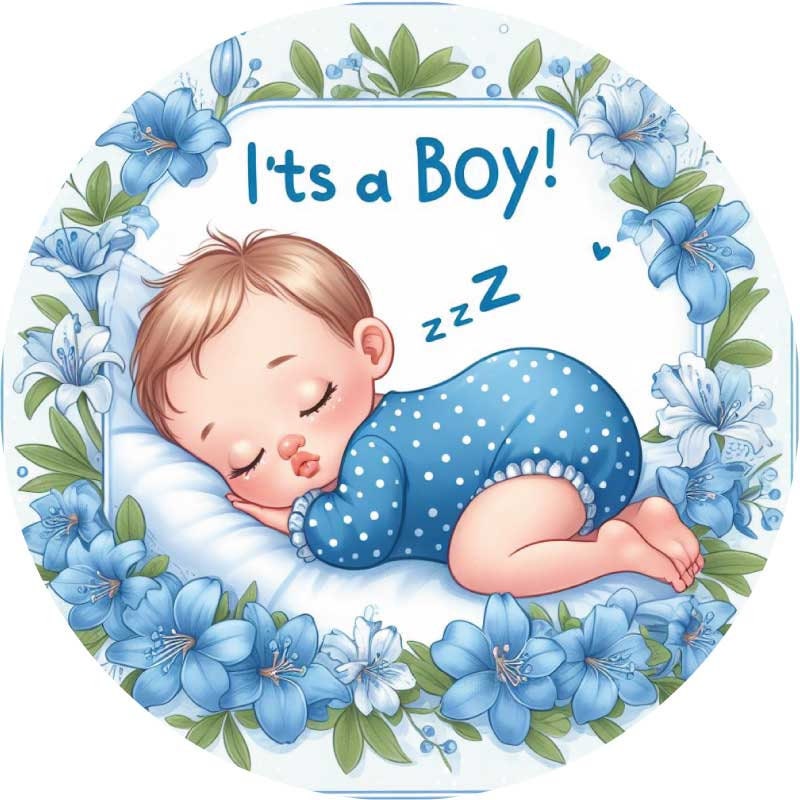 Its a Boy Glossy Stickers Labels Sleeping Baby, Blue Flowers - Etsy