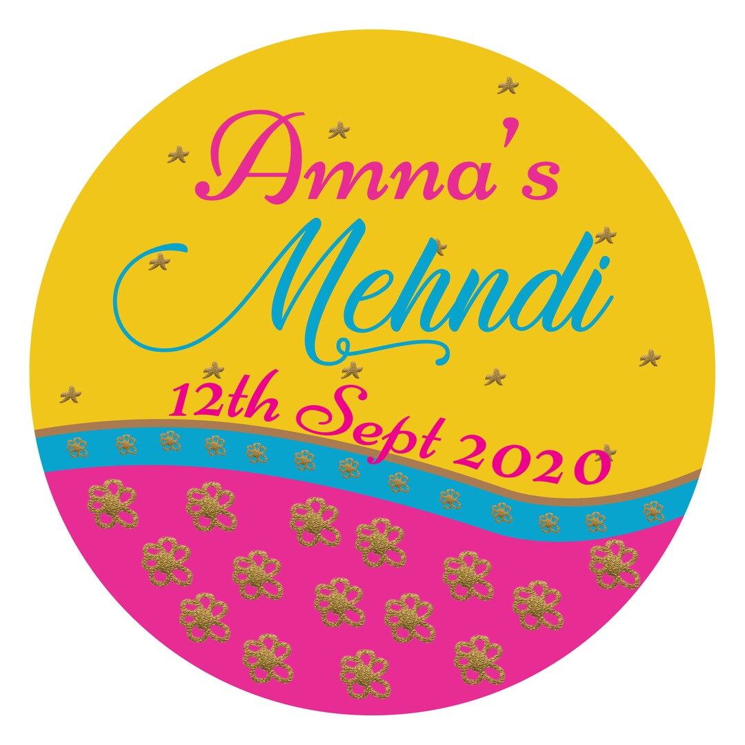 Personalised Wedding Mehndi Dholki Celebration Stickers - Etsy