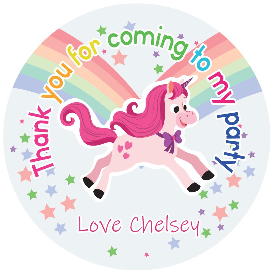 Personalised Birthday Stickers Unicorn Party Theme - Etsy