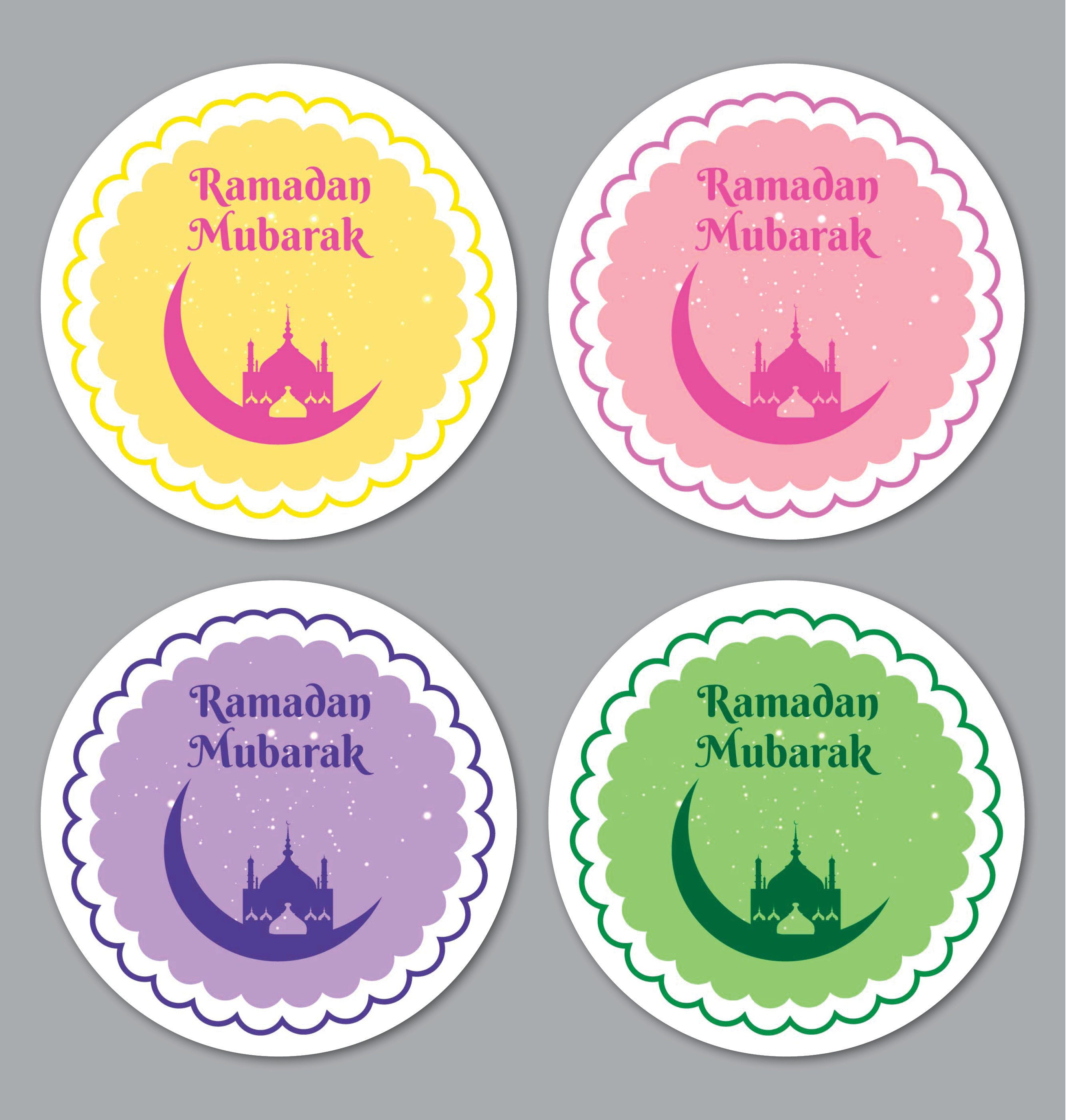 Ramadan Mubarak Stickers Labels GLOSS MATT 4 Colours - Etsy