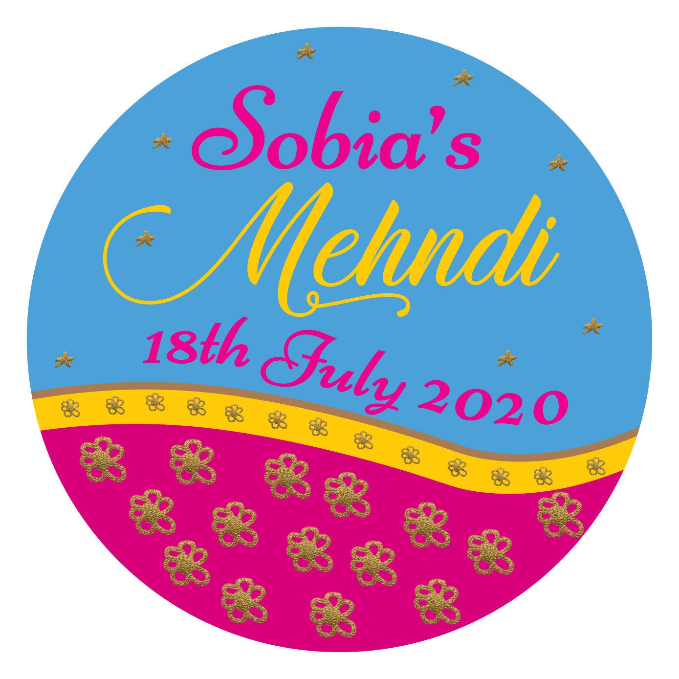 Personalised Wedding Mehndi Dholki Celebration Stickers - Etsy UK
