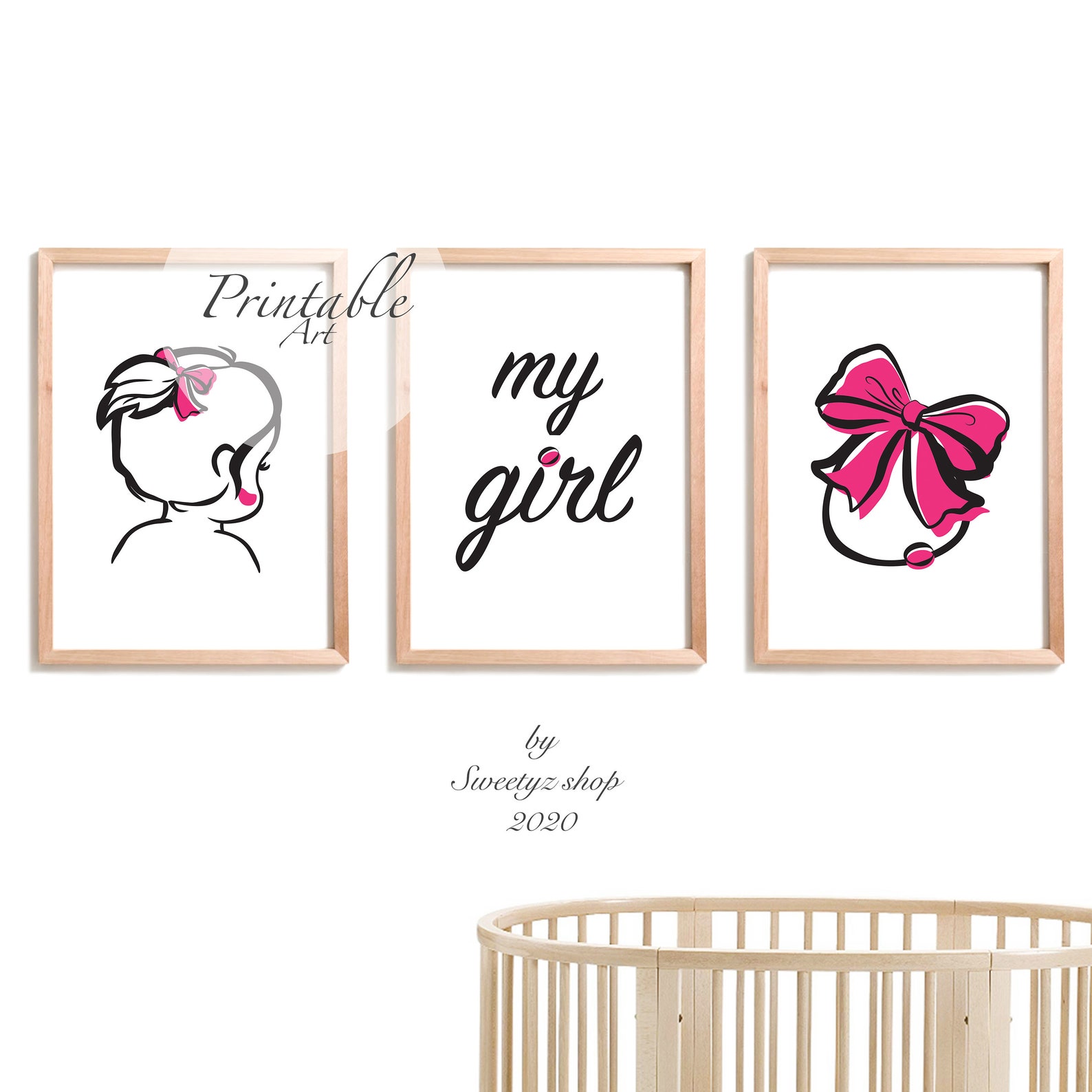 Printable Baby Room,girl Nursery Decor,set of 3,wall Art,baby Shower ...