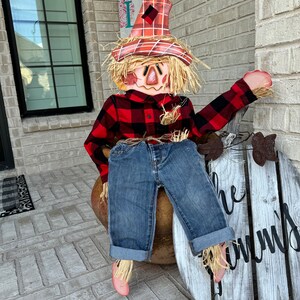 Handmade Sitting Scarecrow Rustic Fall Porch Decor Farmhouse Harvest ...