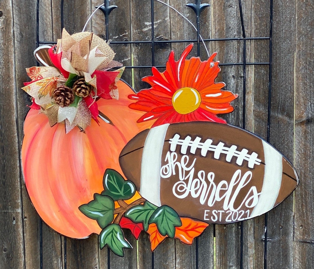 Pumpkin and Football Decor pumpkin Decor Handmade Decor Christmas Gifts ...