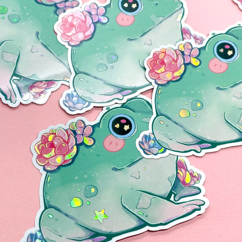 Succulent Frog Sticker Holographic Sticker Frog Sticker - Etsy
