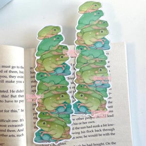 Frog Stack Bookmark Amphibian Art Cute Bookmark Laminated Cottagecore ...