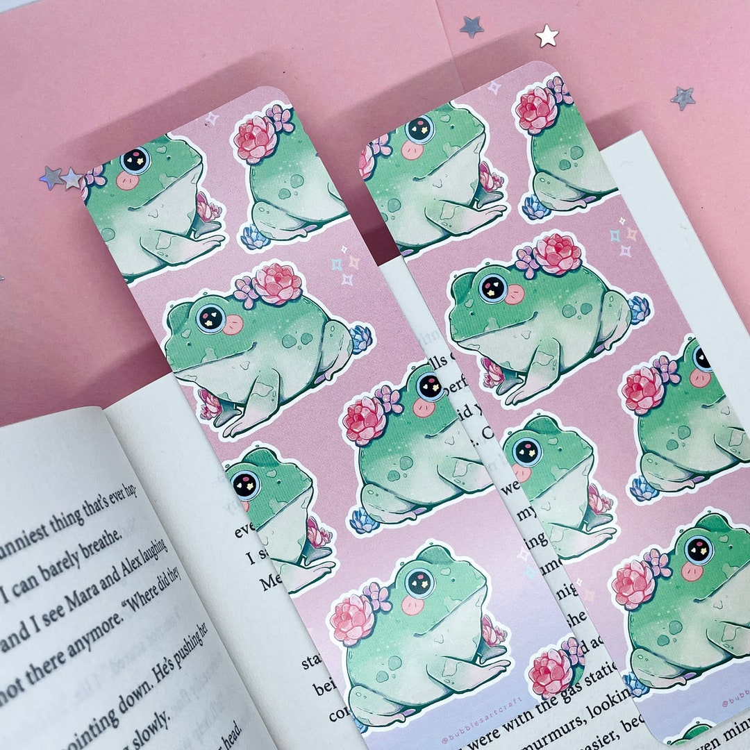 Succulent Frog Bookmark Frog Art Cute Bookmark Laminated Cottagecore ...