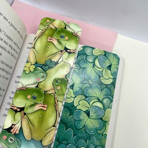 Frog Pile Bookmark | Frogs and Plants Cute Botanical Bookmark Double ...