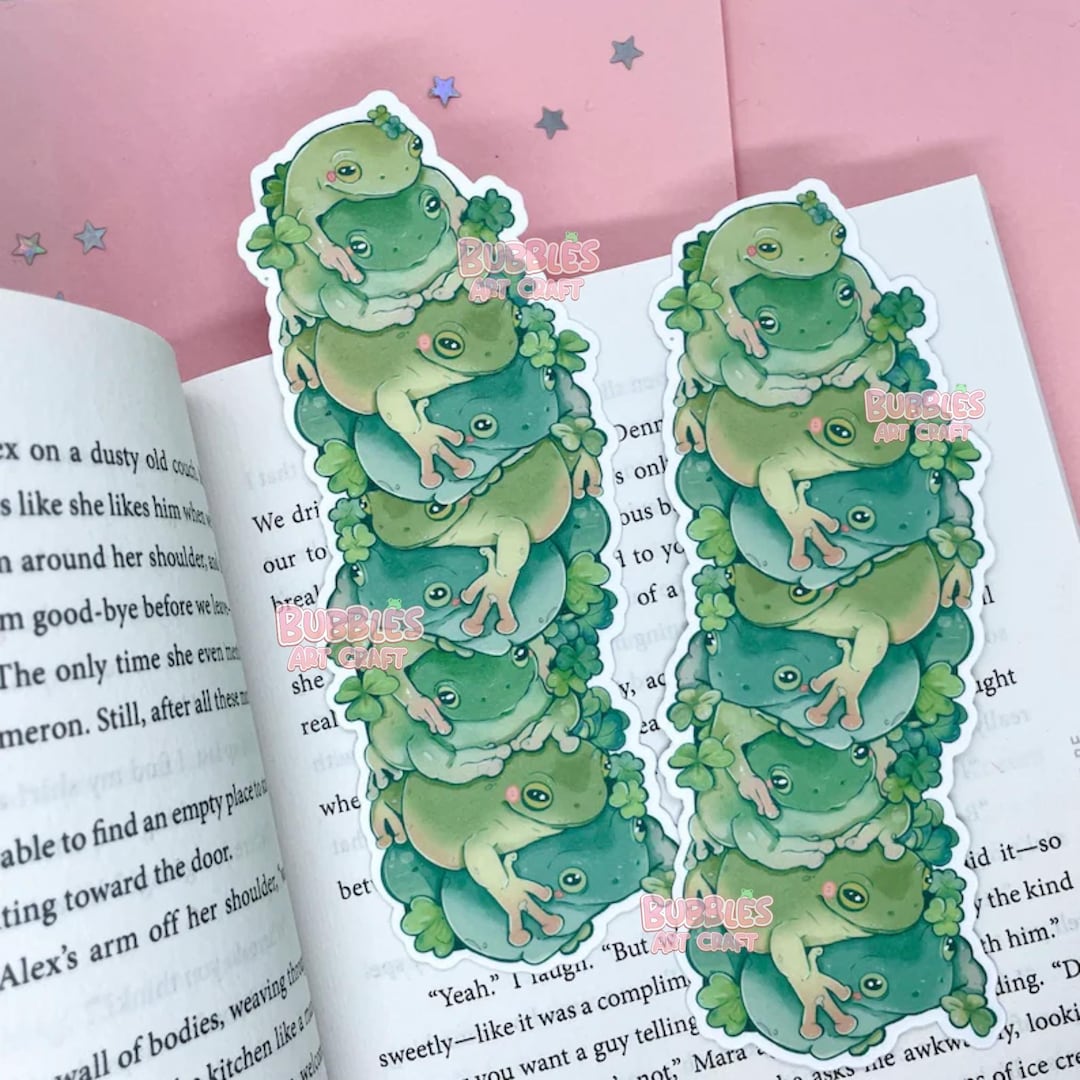 Frog Stack Bookmark | Frog Art | Cute Bookmark | Laminated ...