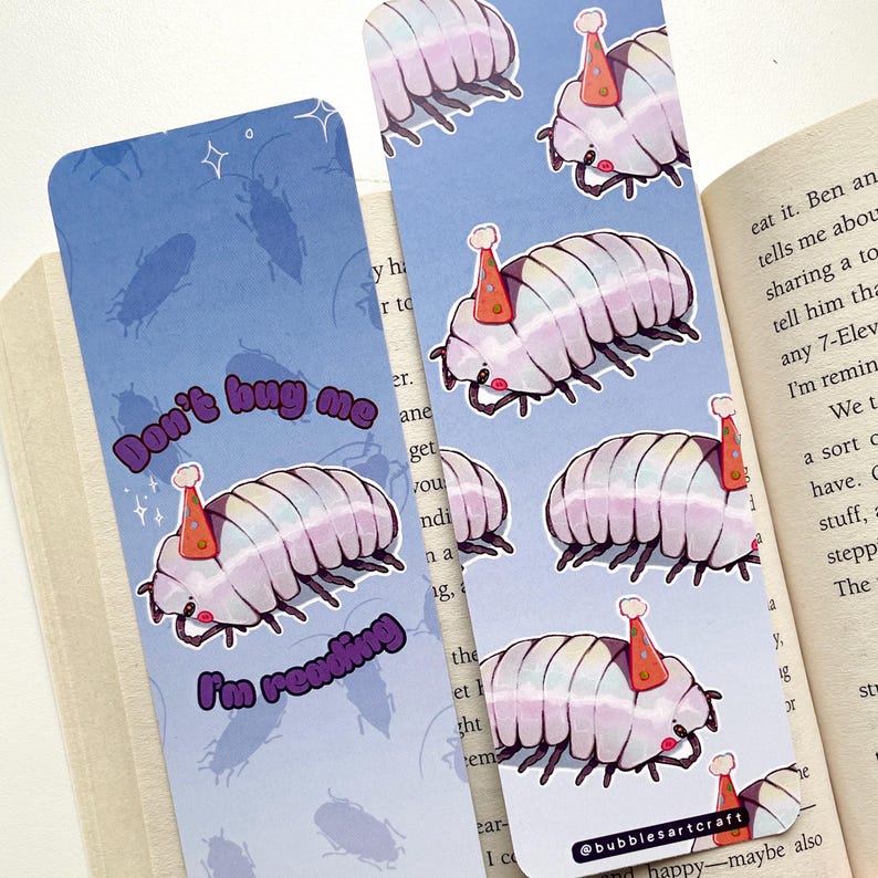 Cute Isopod Bookmark | Funny Bug Party Hat Bookmark | Don’t Bug Me I’m ...