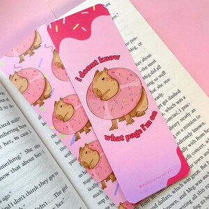 Capybara Bookmark Donut Pun Cute Bookmark Double Printed Cottagecore ...