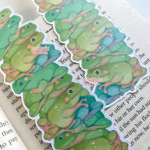 Frog Stack Bookmark Amphibian Art Cute Bookmark Laminated Cottagecore ...